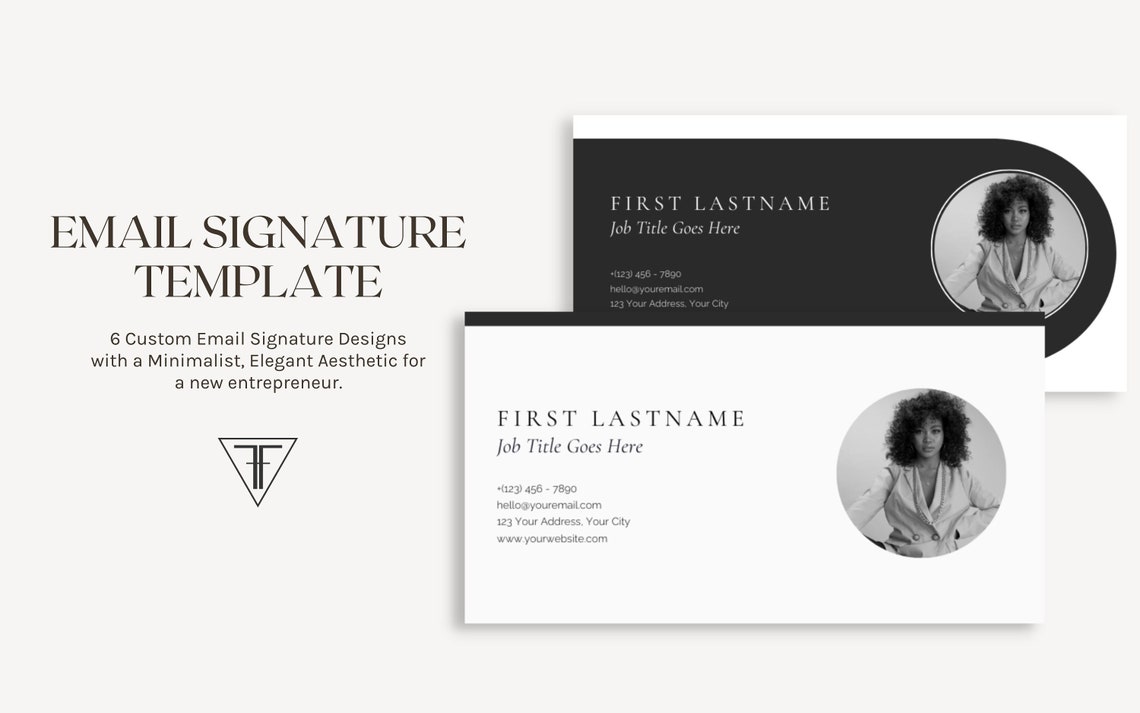 Modern Black & White Email Signature Template Bundle | Canva Template ...