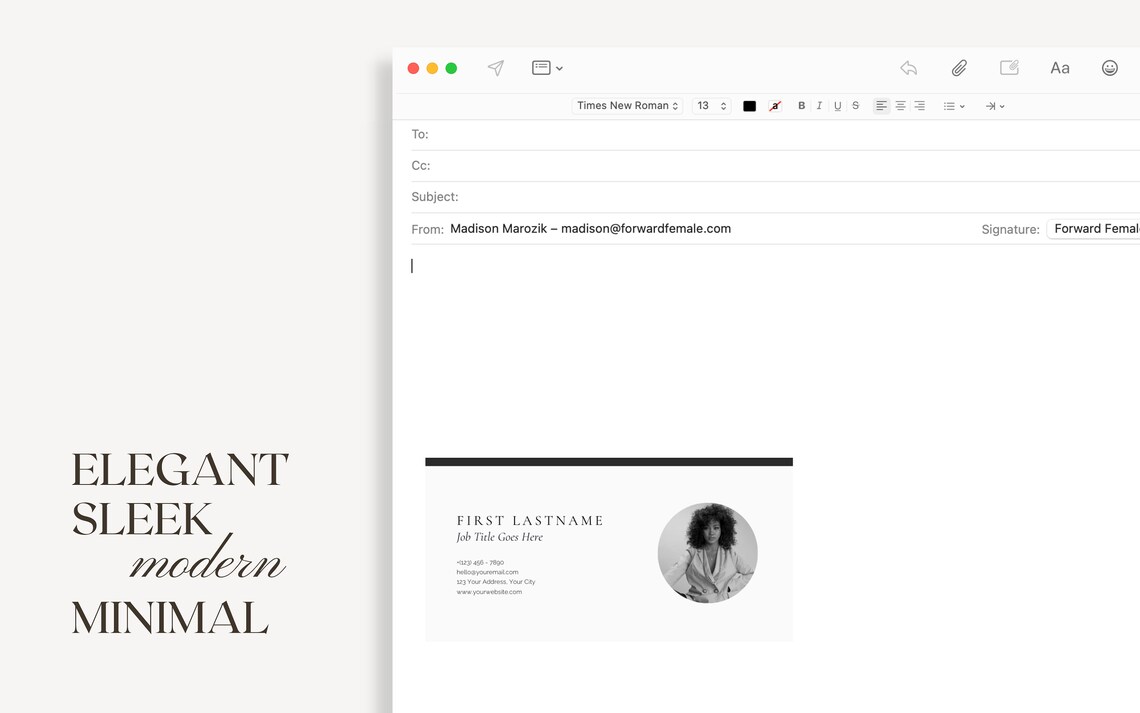 Modern Black & White Email Signature Template Bundle | Canva Template ...