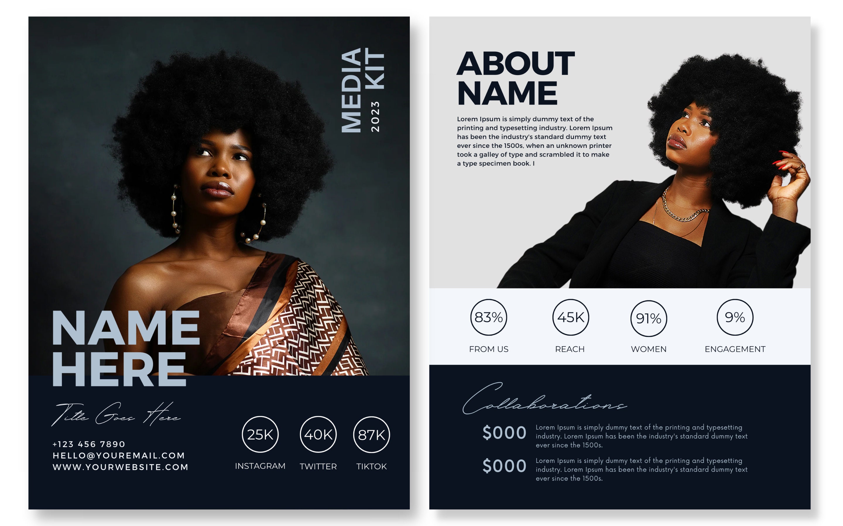 Elegant Media Kit Template: Influencer & Blogger Press Kit (canva) - Etsy