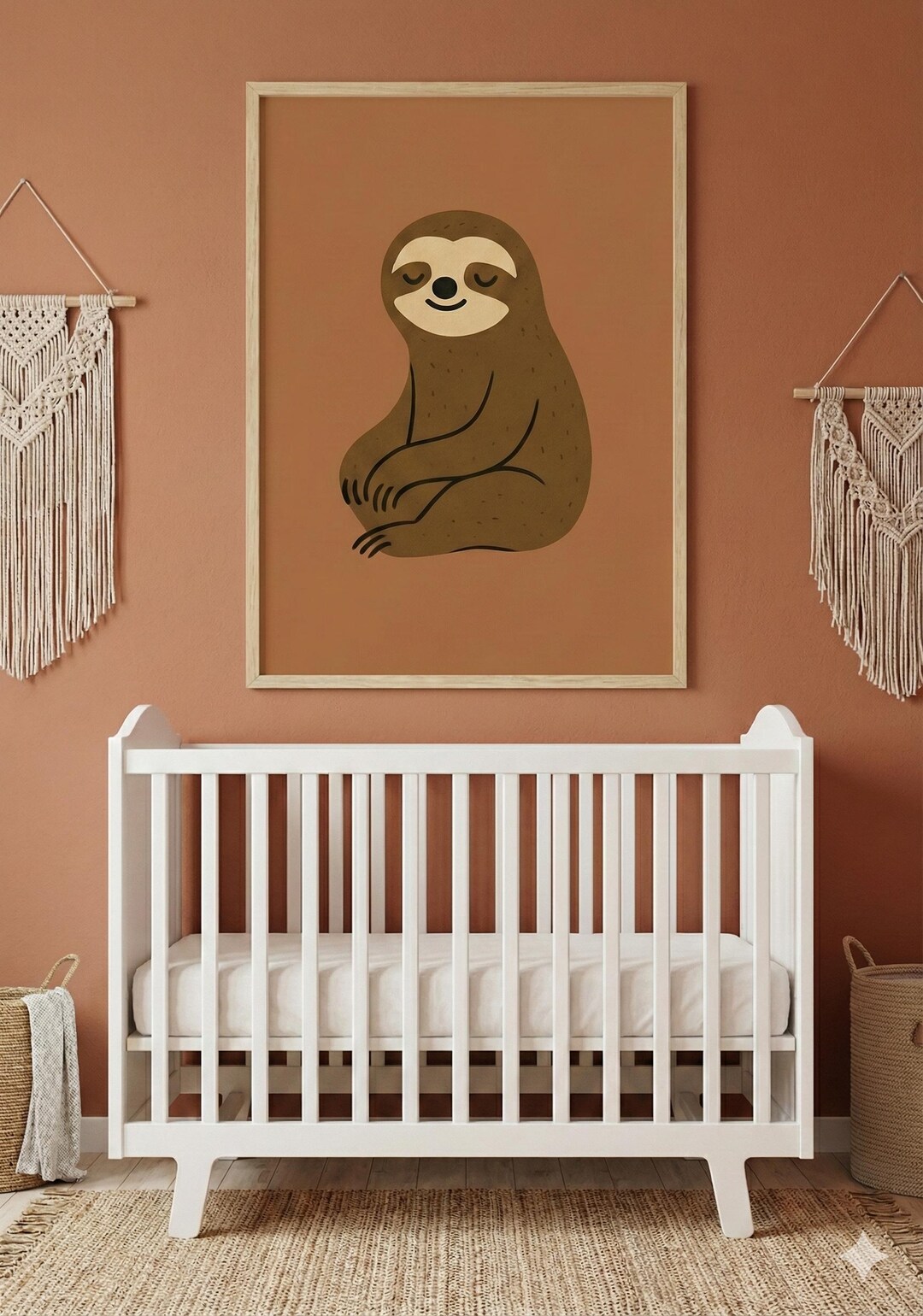 Sloth Wall Art | Boho Kids Room Decor | A2 Printable Poster | Earthy ...