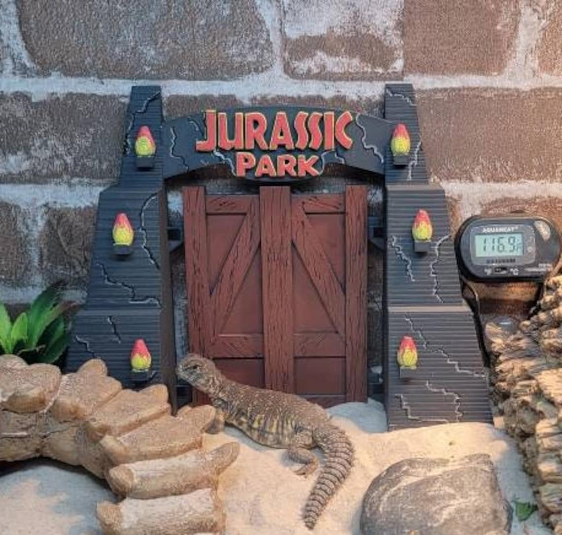 Jurassic Park Dinosaur Gate Terrarium Decor | Reptile Tank Diorama ...