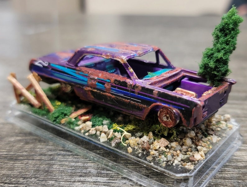 Custom Hot Wheels Diorama Rusted 64 Chevrolet Impala Display - Etsy