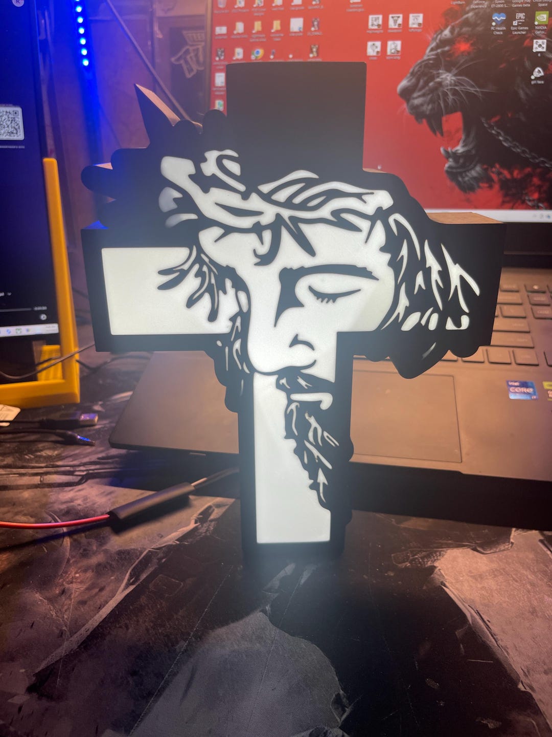 3D Printing STL Light Box Jesus Cross (digital STL and 3MF File) - Etsy