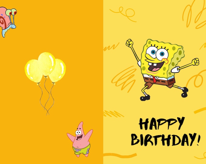 Printable Spongebob Birthday Card - Etsy