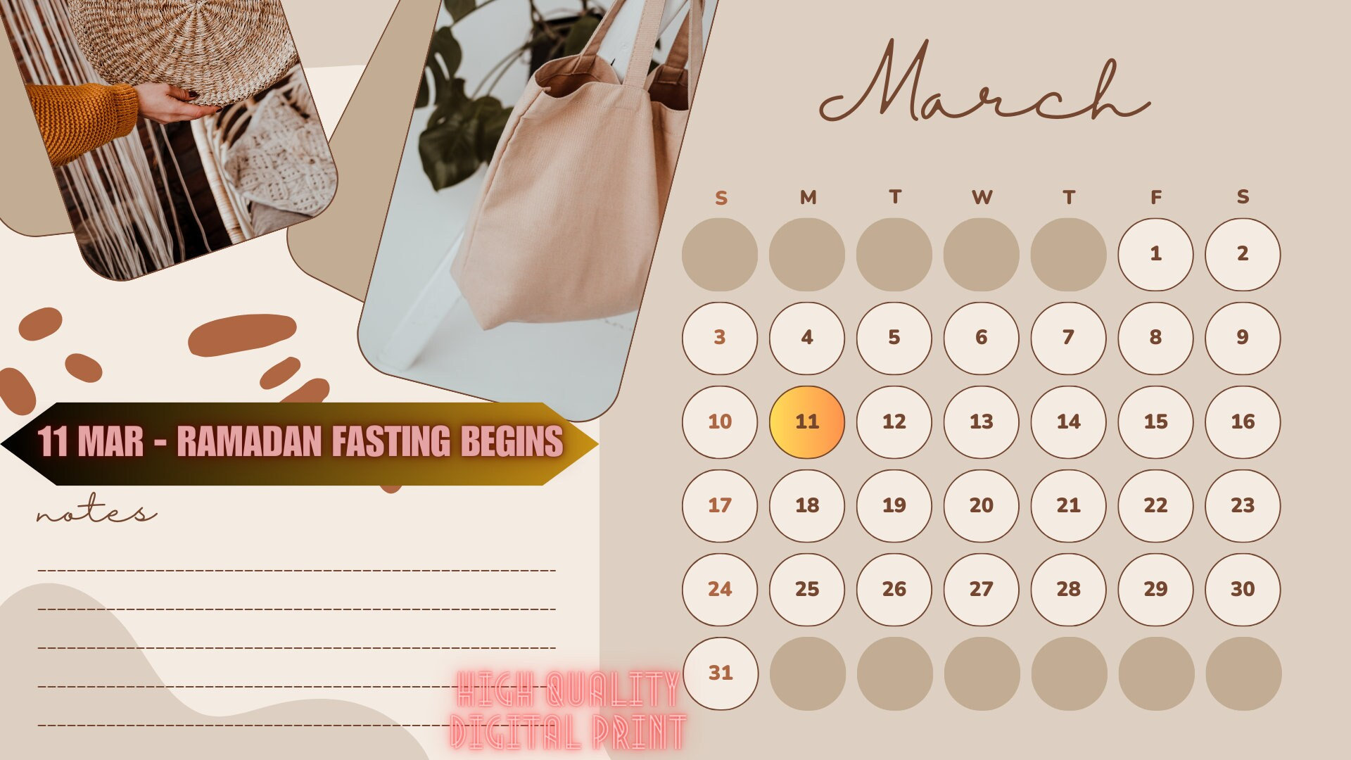 2024 Islamic Calendar Travel Planner Notes With Key Muslim Hijri Dates ...