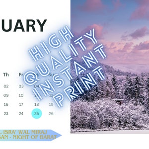2024 Islamic Mountain Planner Calendar With Hijri Lunar Muslim Key Date ...