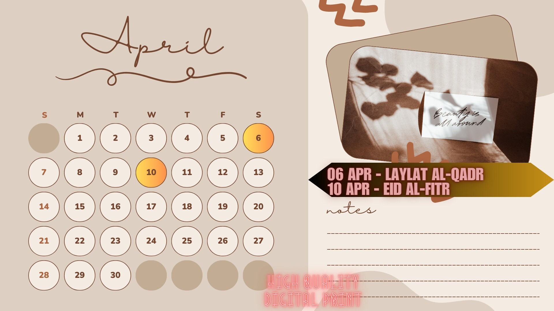 2024 Islamic Calendar Travel Planner Notes With Key Muslim Hijri Dates ...