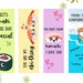 Funny Kawaii Japanese Sushi Printable Bookmarks | Bookmark Set ...