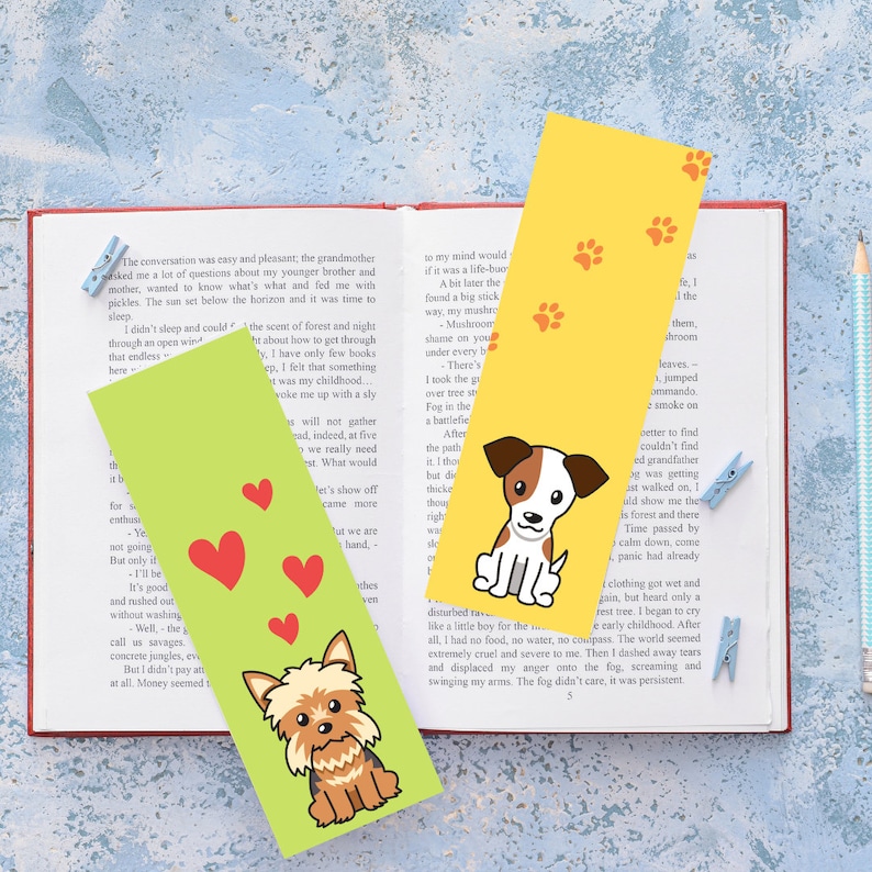 Cute Dog Printable Bookmarks for Kids Bookmark Set Digital Bookmarks ...