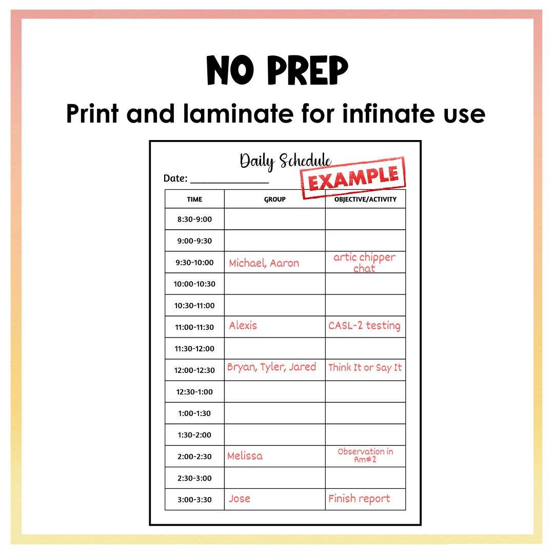 Daily Schedule Organizer, Time-blocking Method, Boost SLP and SLPA ...