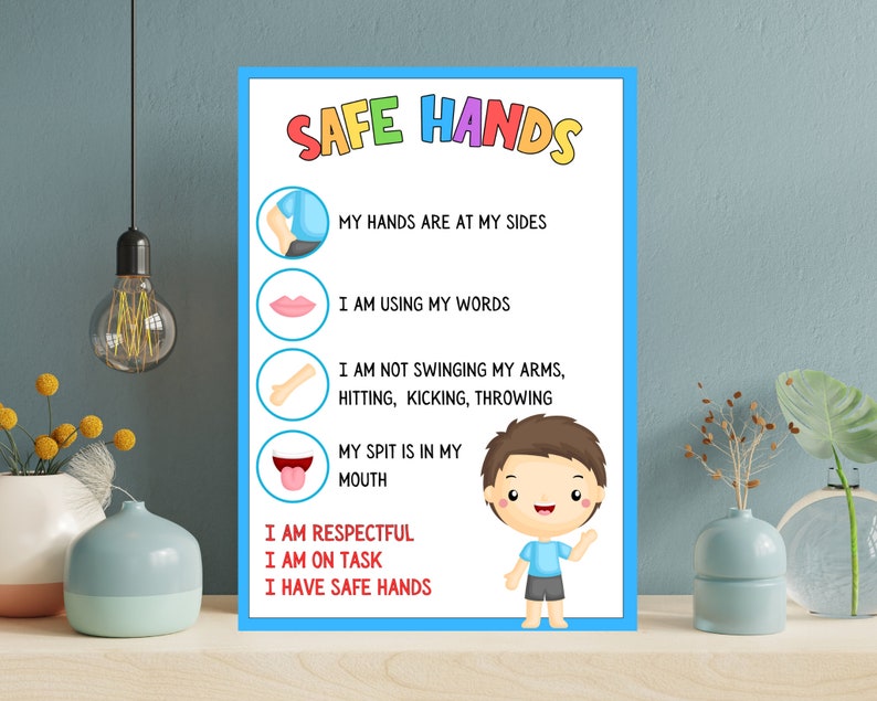 Customizable Safe Hands Poster for Behavior Management at Home and ...