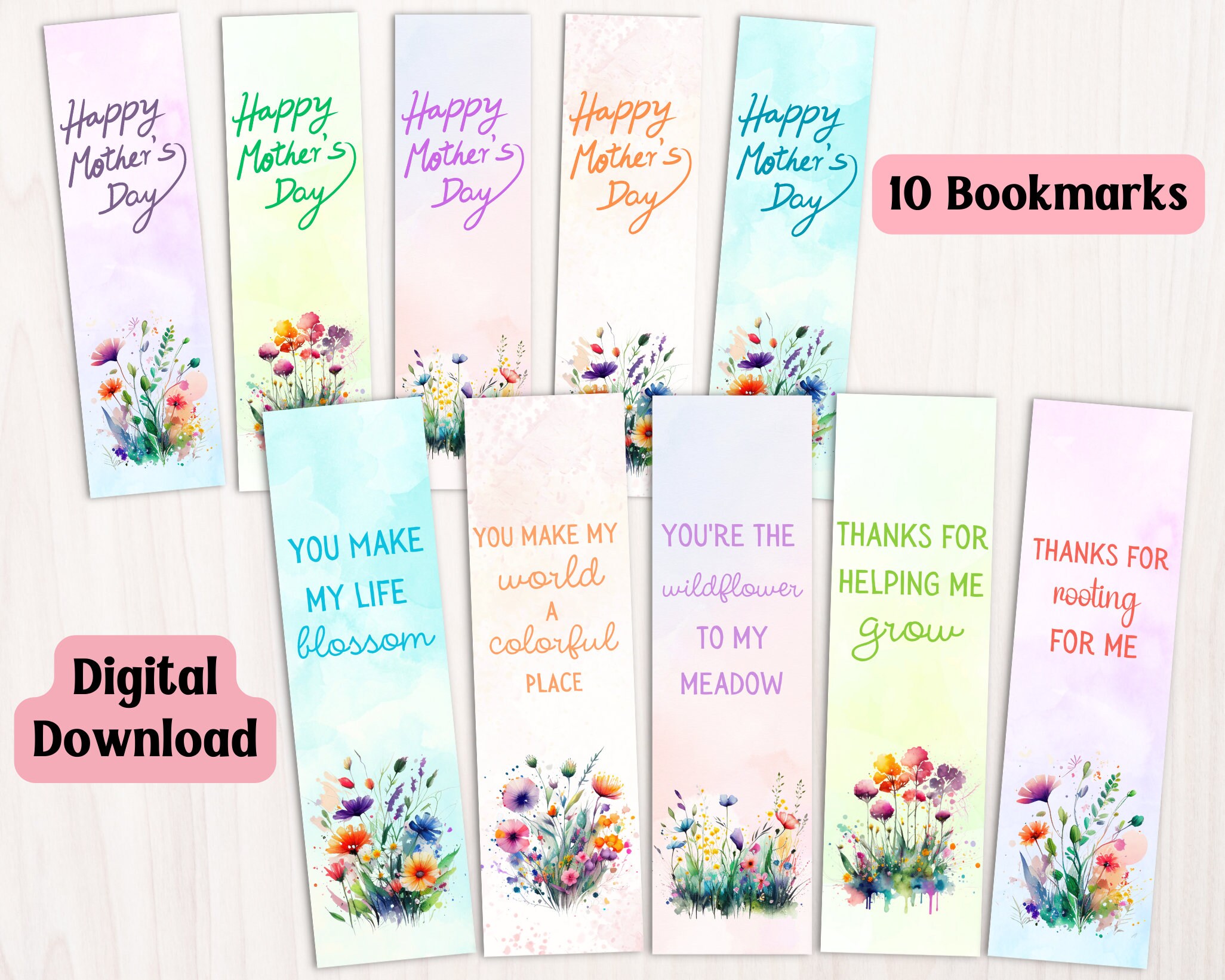 10 Mother's Day Bookmarks Printable Bookmarks Funny - Etsy