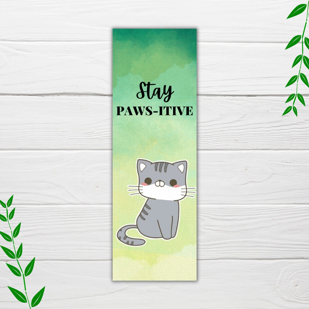 Cute Cats With Motivational Phrases Watercolor Printable Bookmarks ...