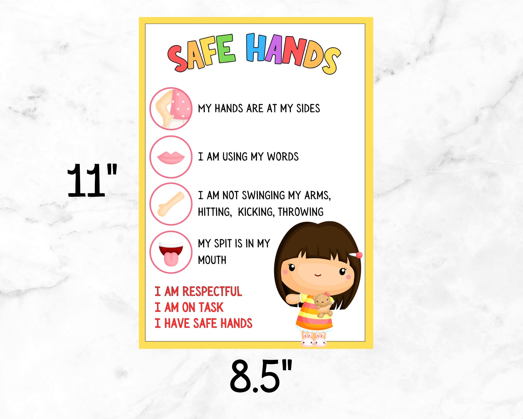 Customizable Safe Hands Poster for Behavior Management at Home and ...