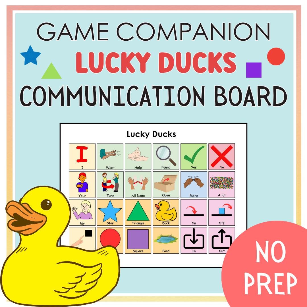 Lucky Ducks, AAC, Communication Board, Shark Bite Companion, Speech ...