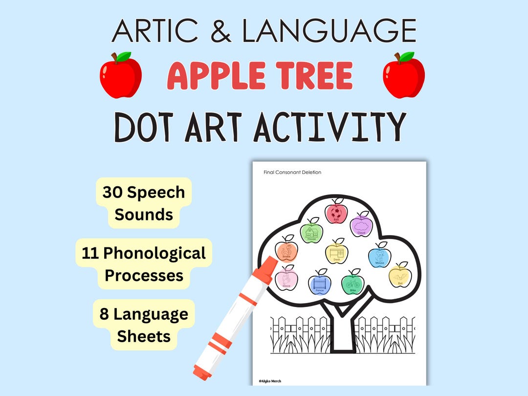 Apple Tree Dot Art, Fall-themed Activity, Articulation, Phonology ...
