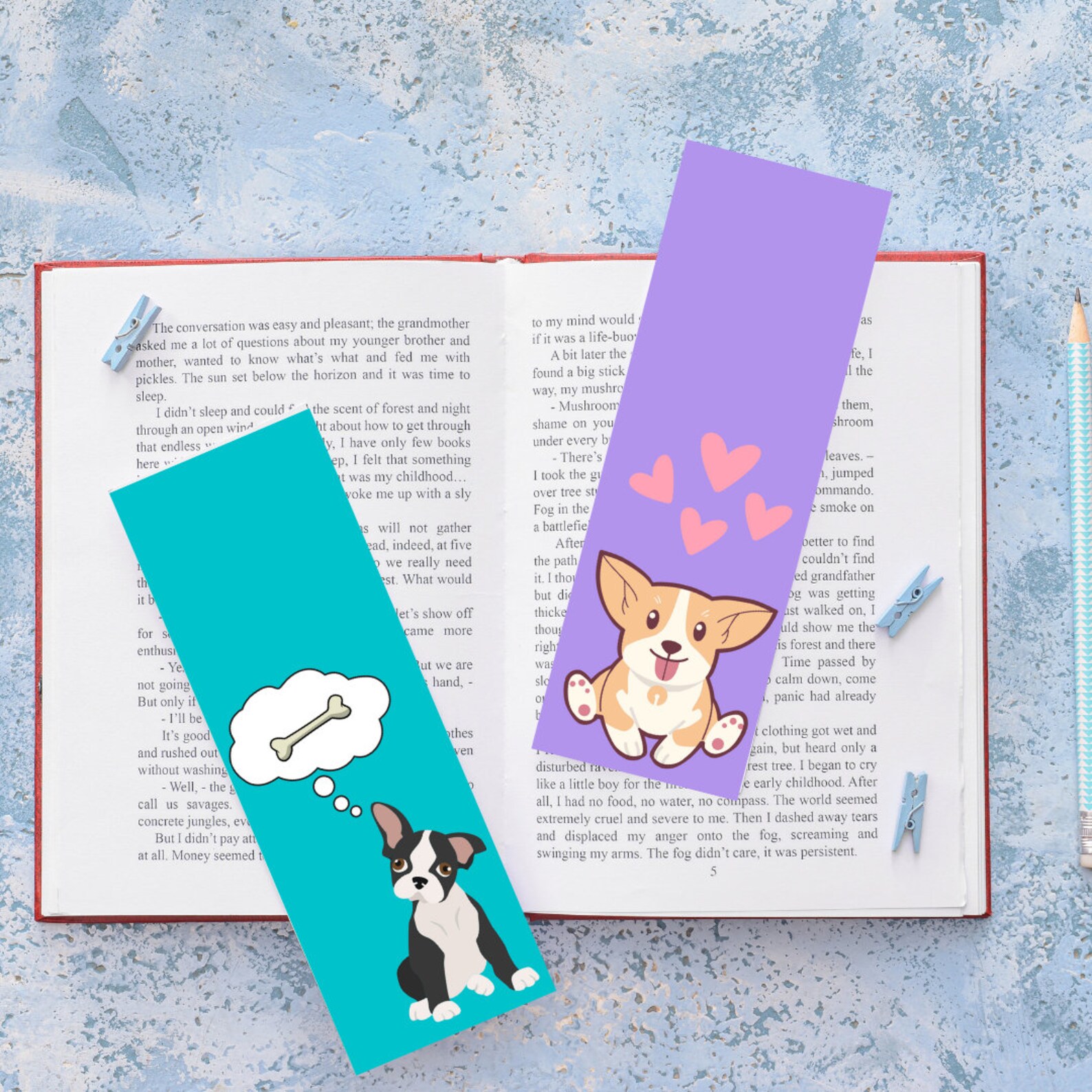 Cute Dog Printable Bookmarks for Kids Bookmark Set Digital Bookmarks ...