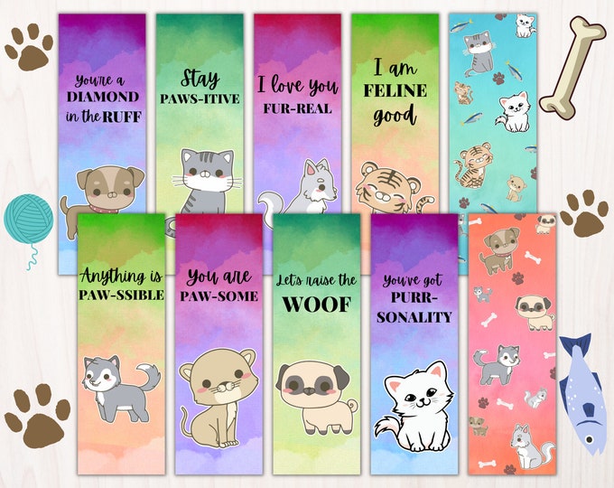 Cute Dog Printable Bookmarks for Kids | Bookmark Set | Digital ...