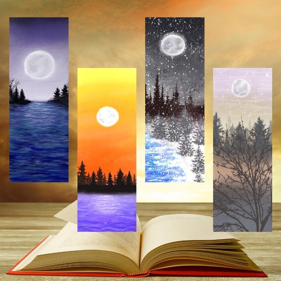 Peaceful Moonrise Bookmarks Printable Bookmarks Bookmark - Etsy