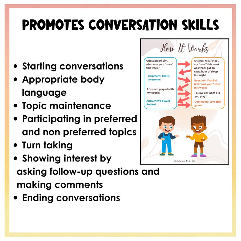 Rose and Thorn Social Thinking Activity, Autism, ADHD, Conversation ...