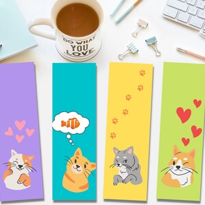 Cute Cat Bookmarks for Kids Bookmark Set, Digital Bookmarks, Printable ...