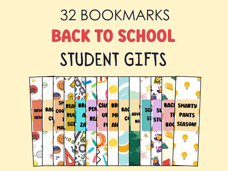 32 Back-to-school Bookmarks With Fun Phrases, Student Gifts, Reading ...