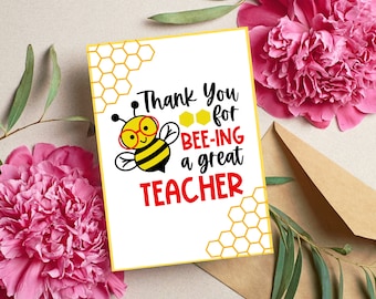 Printable Teacher Appreciation Card, Foldable 5x7, Thank You Card for ...