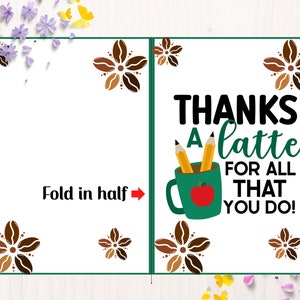 Printable Teacher Appreciation Card, Foldable 5x7, Thank You Card for ...