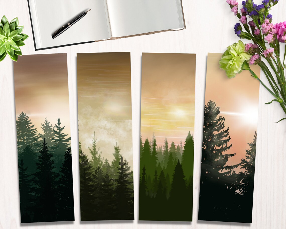 Sunset in the Forest Printable Bookmarks | Bookmark Set | Digital ...