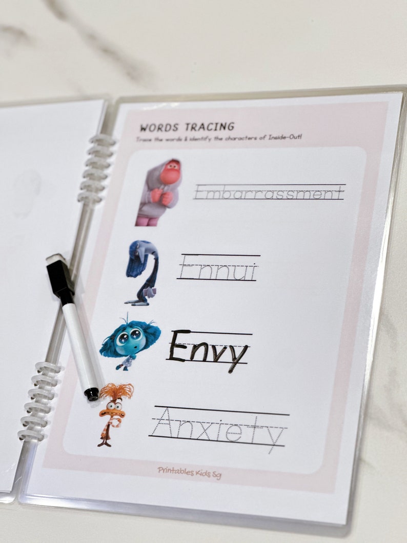 Printable - Inside-out 2 Tracing Activity Book Busy Book Quiet Book ...