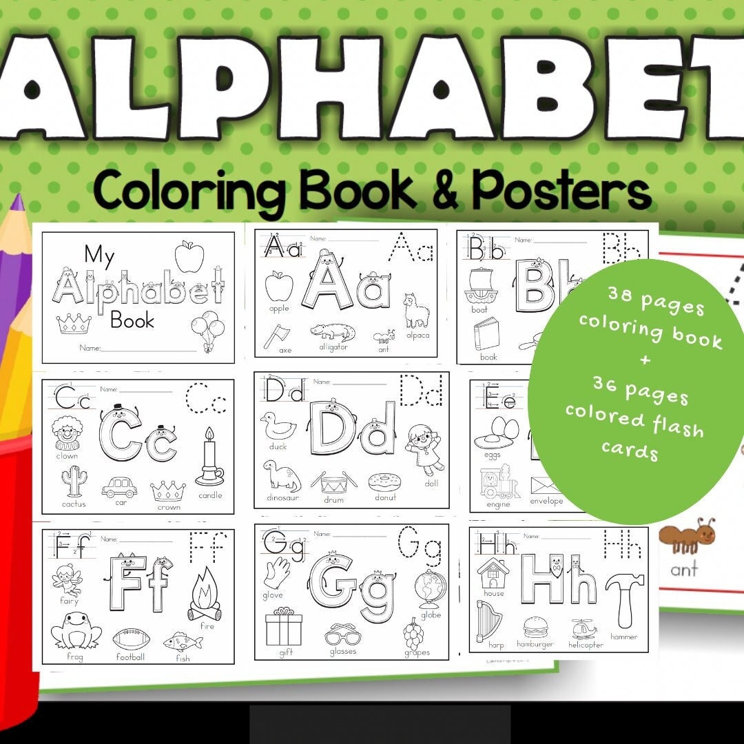 Printables 76 Pages PDF Alphabets & Words Coloring Book With Tracing ...