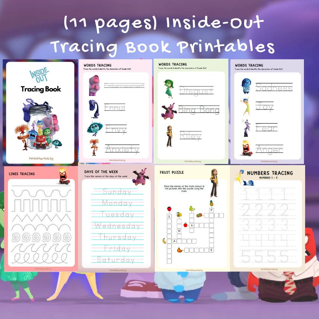 Printable - Inside-out 2 Tracing Activity Book Busy Book Quiet Book ...