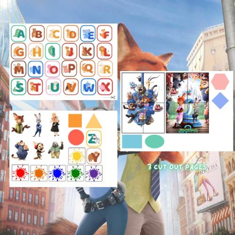 Printable Zootopia Busy Book Printable Montessori Toddler Activity Book ...