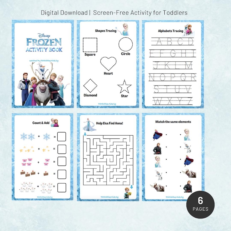 Printable - Frozen Elsa Tracing Activity Book Busy Book Printable ...