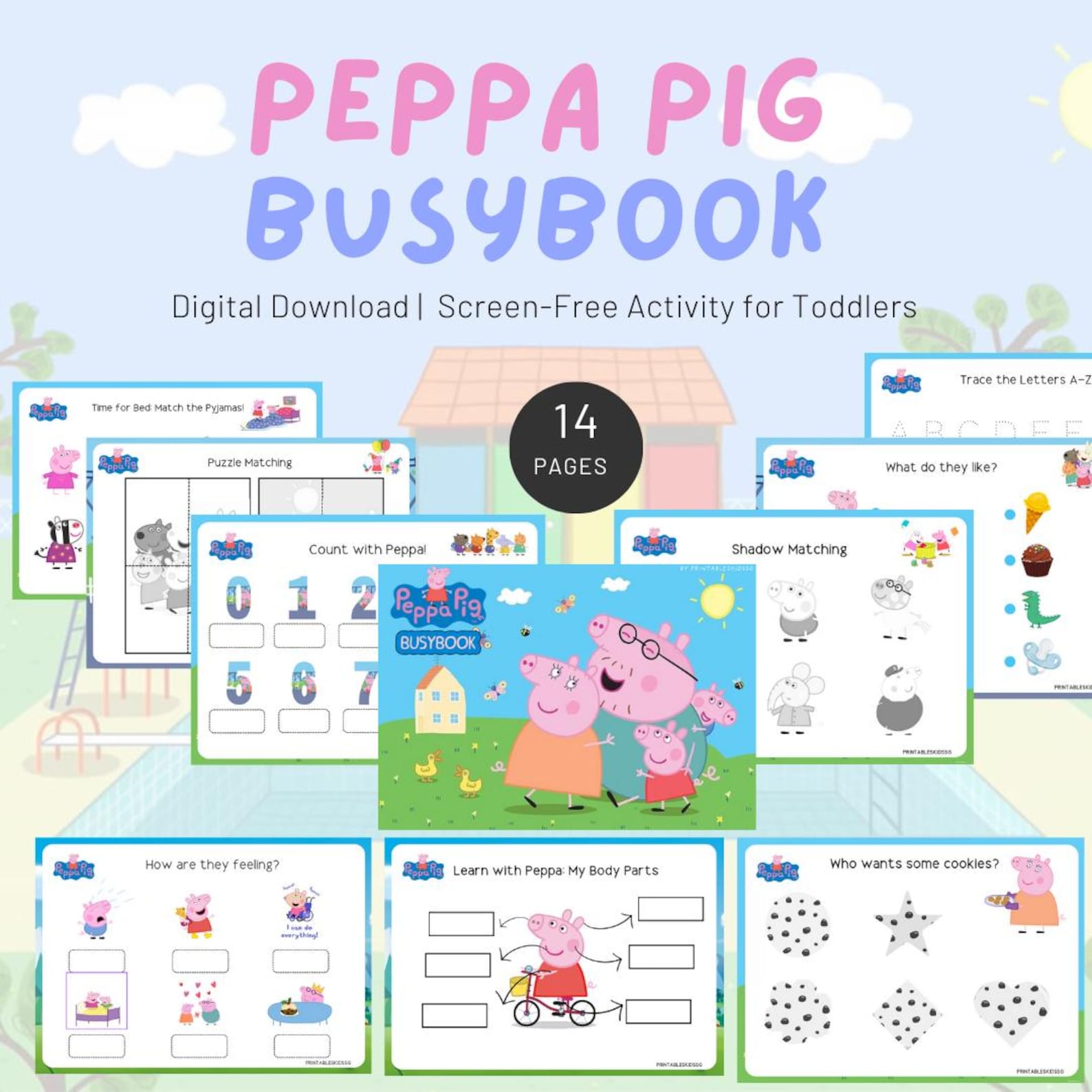 Printable PP Pig Busy Book Printable Montessori Toddler Activity Book ...