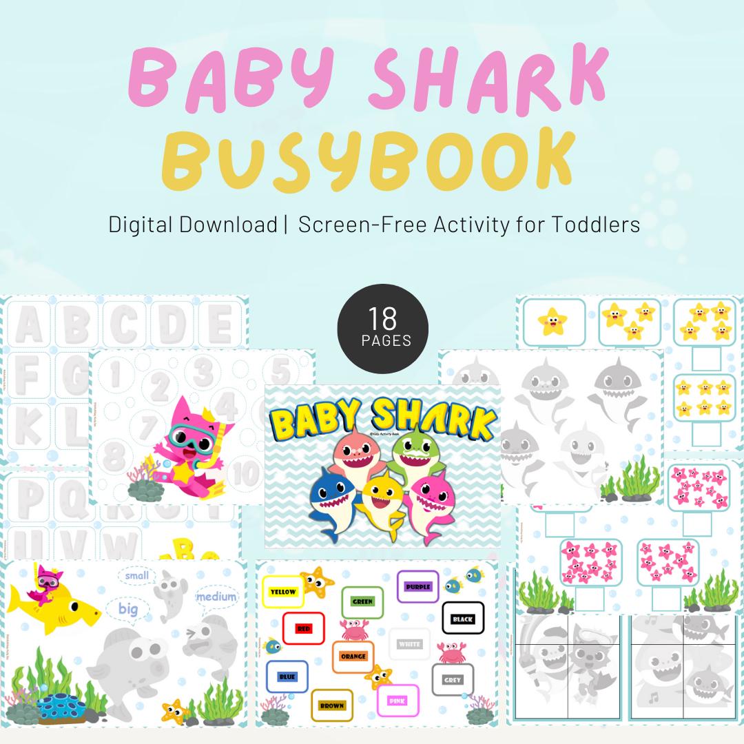 Printable BB Shark Busy Book | Toddler Homeschool Activity Worksheets ...