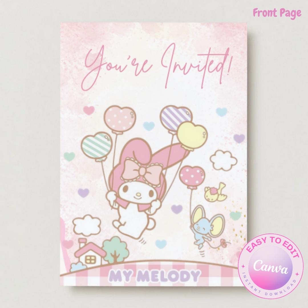 Editable Melo Birthday Invitation Card With Birthday Tag | Digital ...
