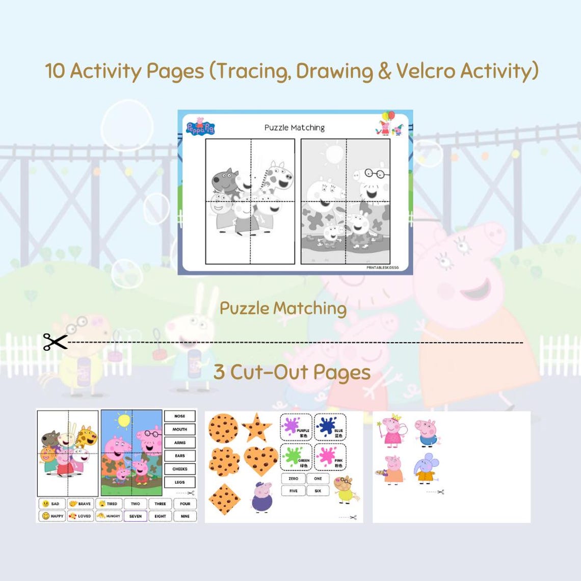 Printable PP Pig Busy Book Printable Montessori Toddler Activity Book ...