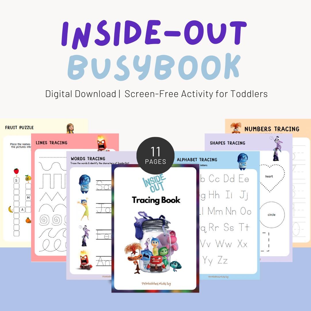 Printable Inside-out 2 Tracing Activity Book Busy Book Quiet Book ...