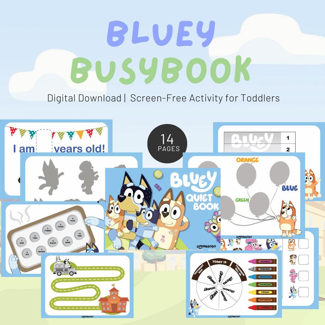 Printable Bluey Busy Book Quiet Book PDF Preschool Homeschool ...