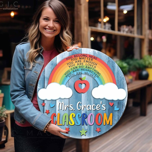 Rainbow Teacher Sign - Etsy