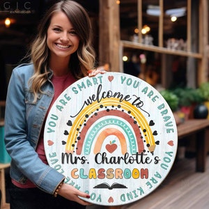 Rainbow Classroom Decor Welcome to Classroom Personalized - Etsy