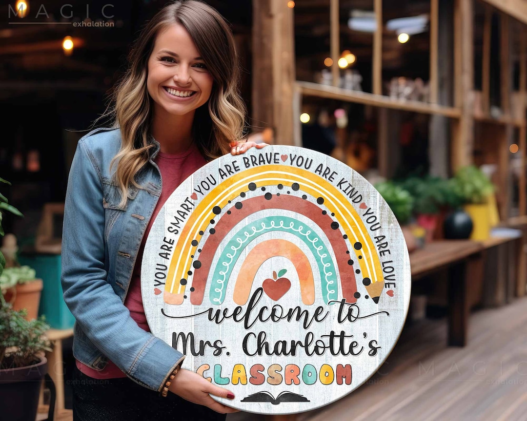 Rainbow Classroom Decor Personalized Teacher Door Sign - Etsy