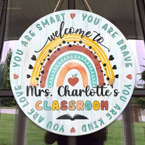 Rainbow Classroom Decor Welcome to Classroom Personalized - Etsy