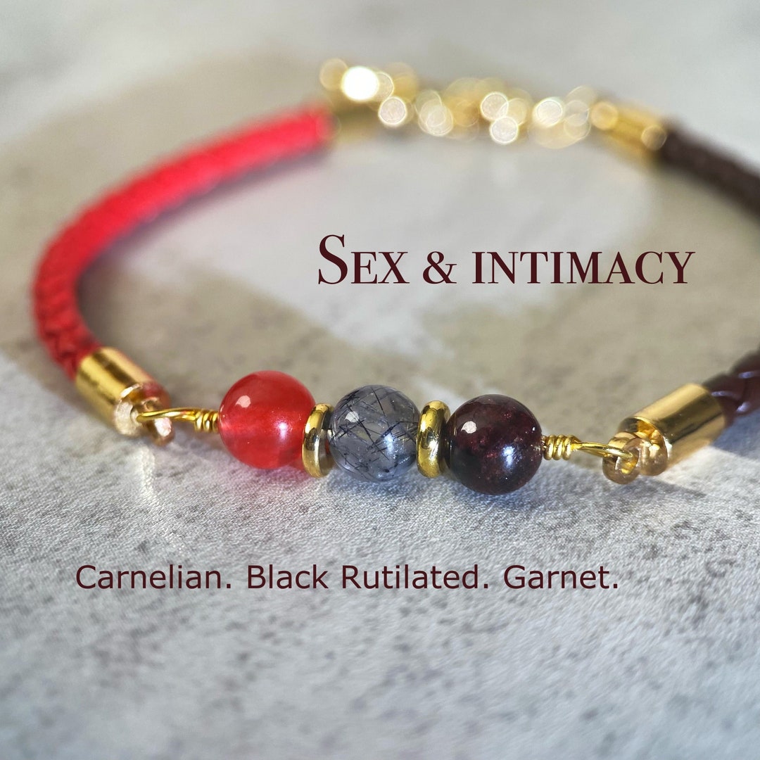 Sex And Intimacy Bracelet Garnet Black Rutilated Carnelian Crystals