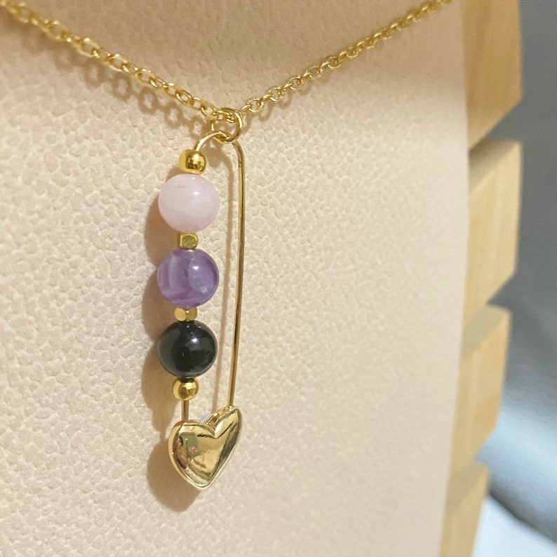Handmade Empath Protection Necklace Dainty Heart Safety Pins - Etsy