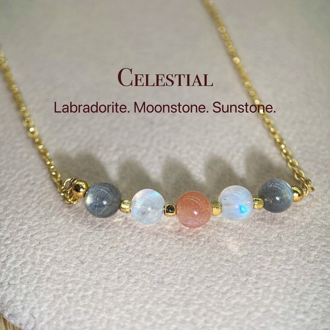 Genuine Galaxy Necklace Labradorite, Moonstone, Sunstone Necklace ...
