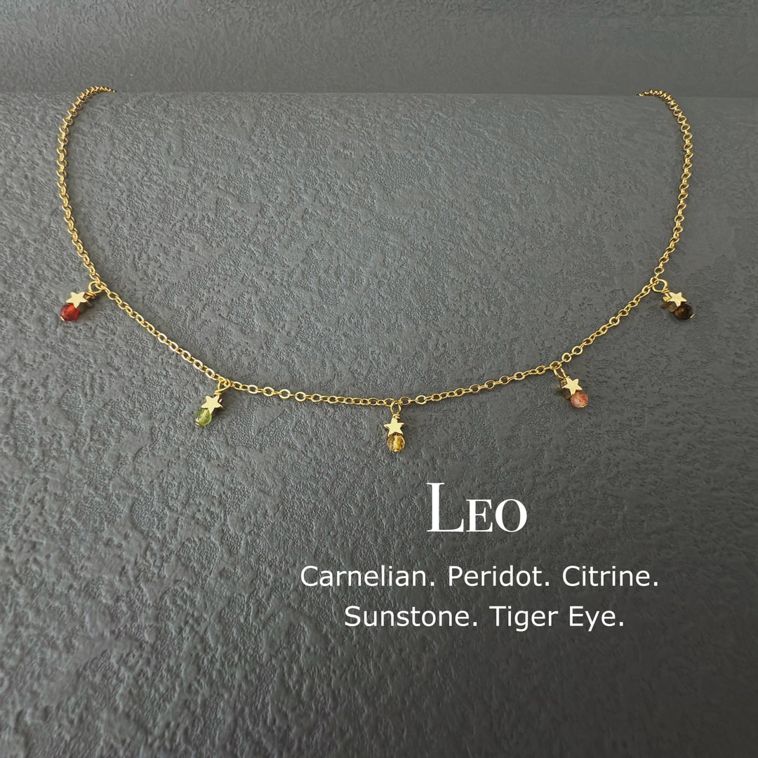 Dainty Leo Crystal Necklace, Zodiac Star Choker, Birthday Gift for Her ...