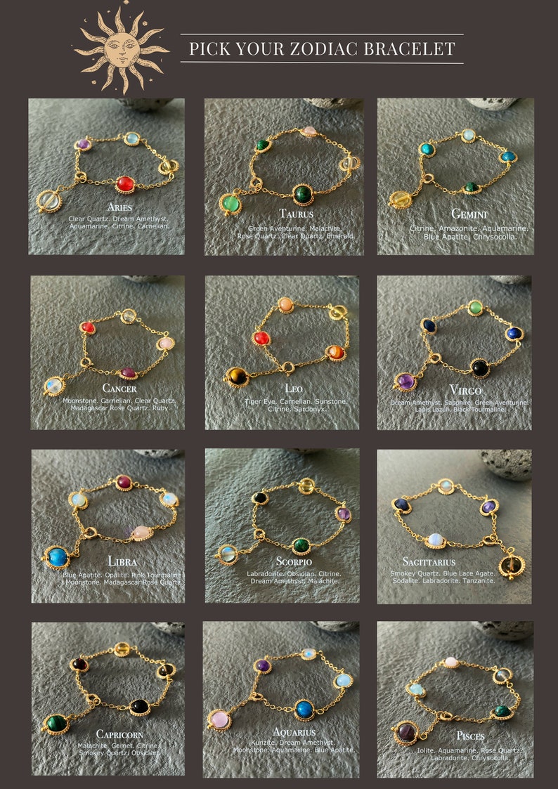 Handmade Sagittarius Crystal Bracelet, Zodiac Gemstones,smokey Quartz ...
