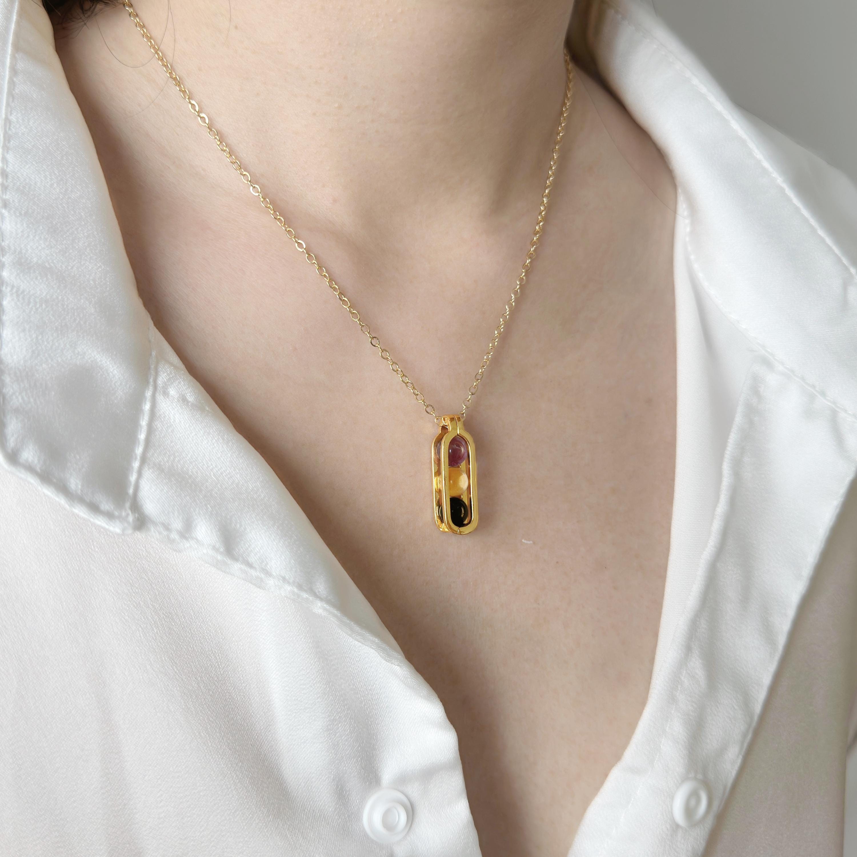 Minimalist Transition Crystal Necklace, Amethyst, Citrine, Onyx ...